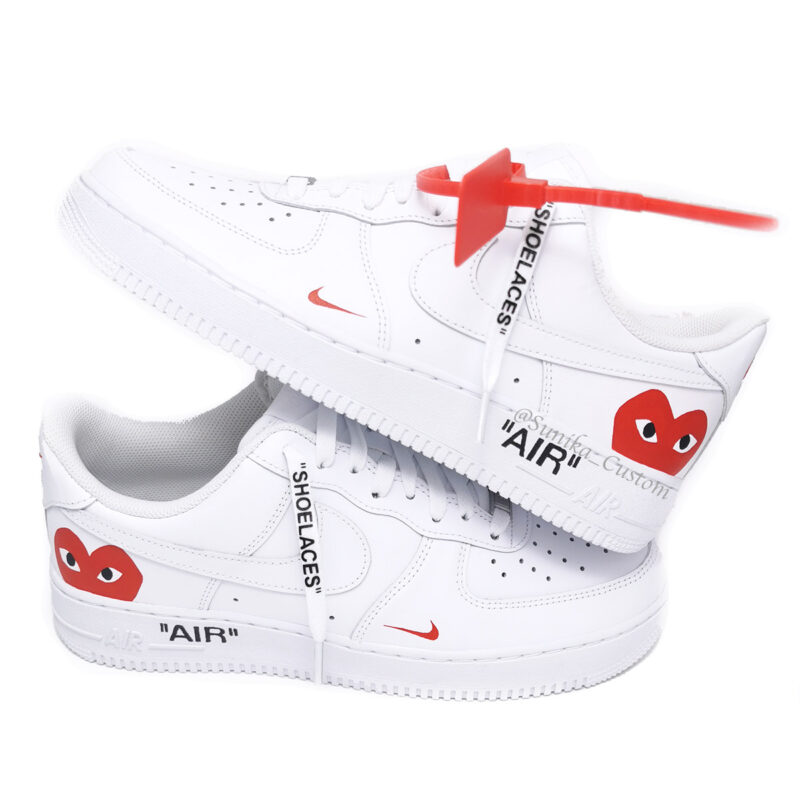 Custom Air Force 1 AF1 CDG Red off white